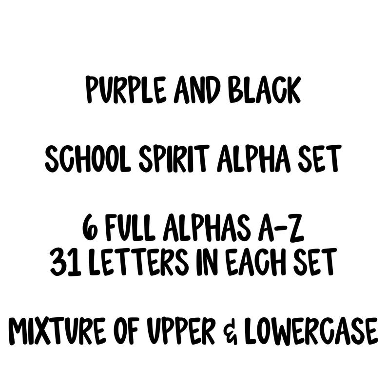 School Spirit Alpha Set PNG, Purple and Black, Doodle Letters, Hand ...