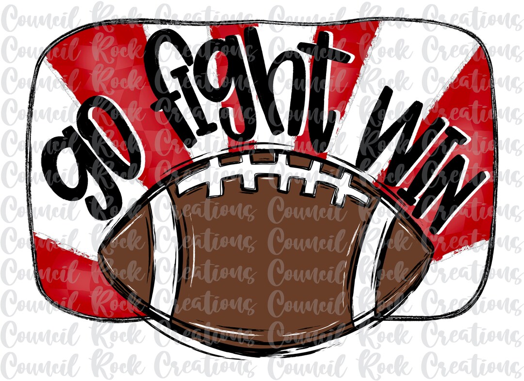 Go Fight Win Football, Checkered, Hand Lettered, School Spirit, Team ...