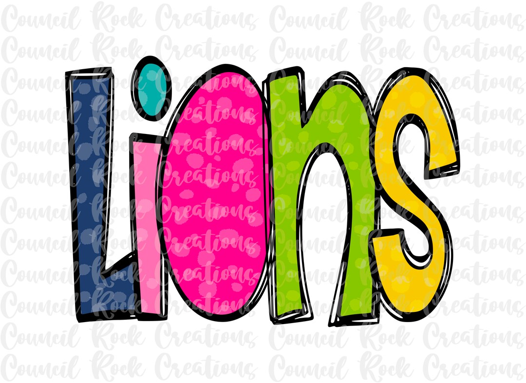 Lions PNG, Colorful Preppy Sketchy , School Spirit, Team Spirit ...