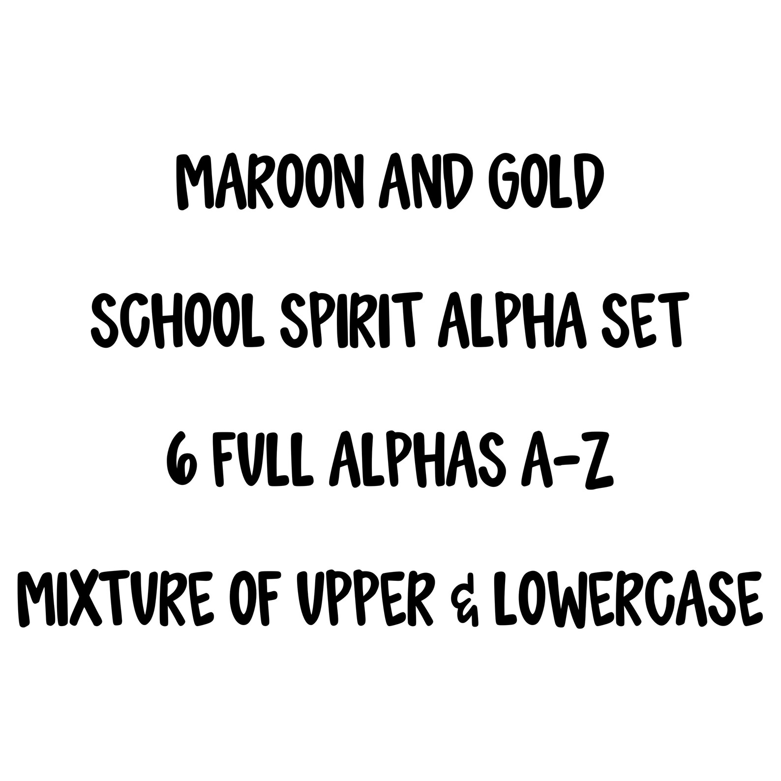 School Spirit Alpha Set PNG, Maroon and Gold, Doodle Letters, Hand ...