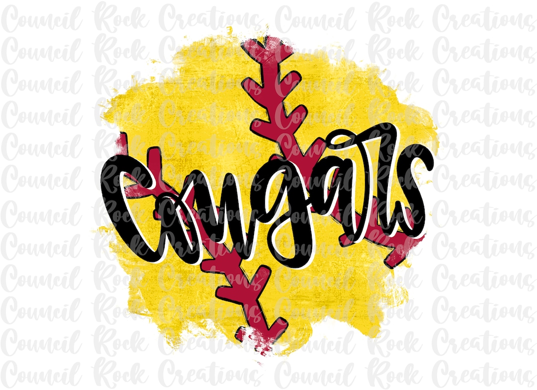 Cougars Softball Splatter PNG, School Spirit, Sports, Mascot, Digital ...