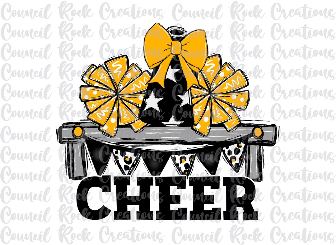 Cheer PNG, Megaphone Pom Pom on Bench, Banner, Bow, Cheetah Print ...