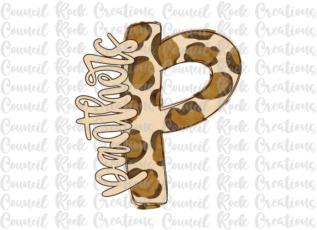 Panthers PNG, Neutral Leopard Print, Hand Lettered, Mascot, School ...