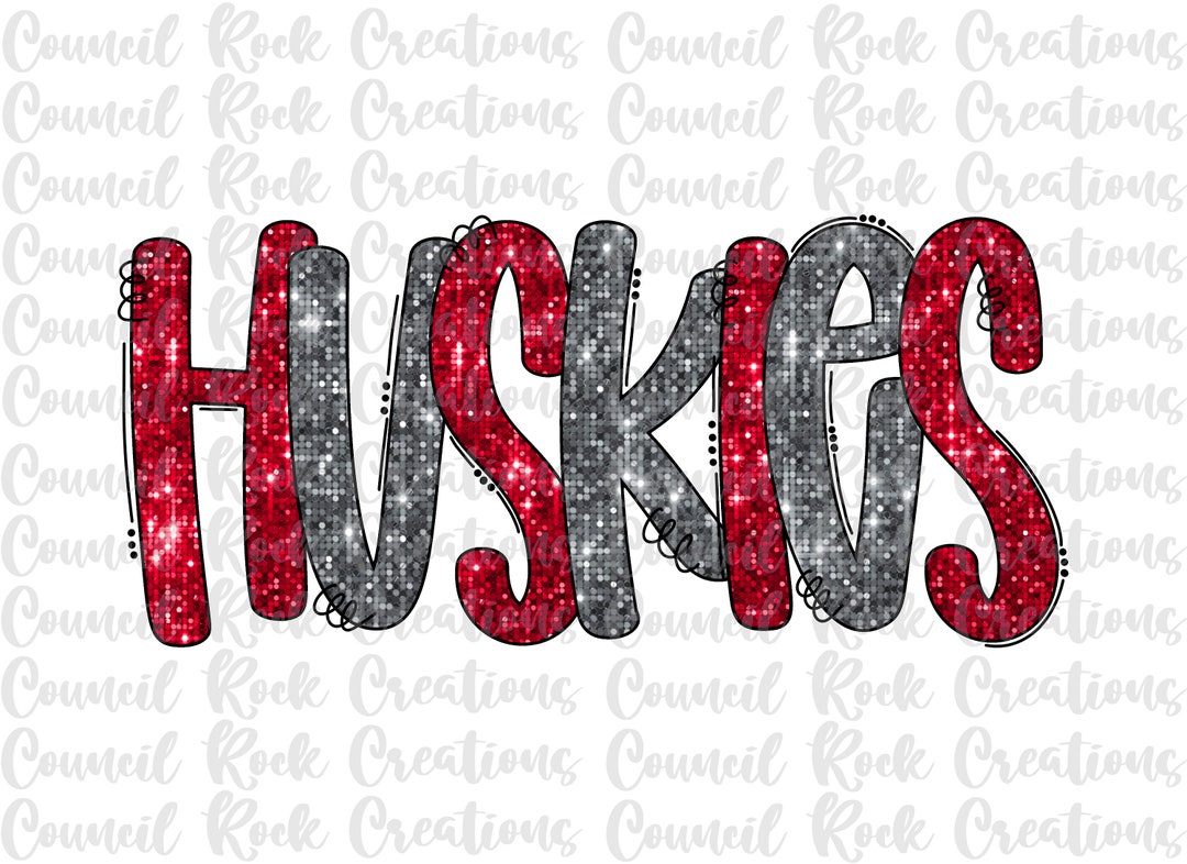 Huskies Sequin Glitter Bling PNG | Doodle Letters | School Spirit ...