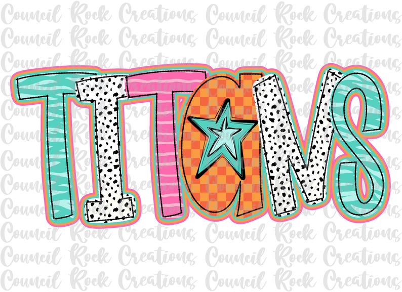Titans Png, Colorful, Checkered, Zebra Print, Dalmatian Dots, Hand ...