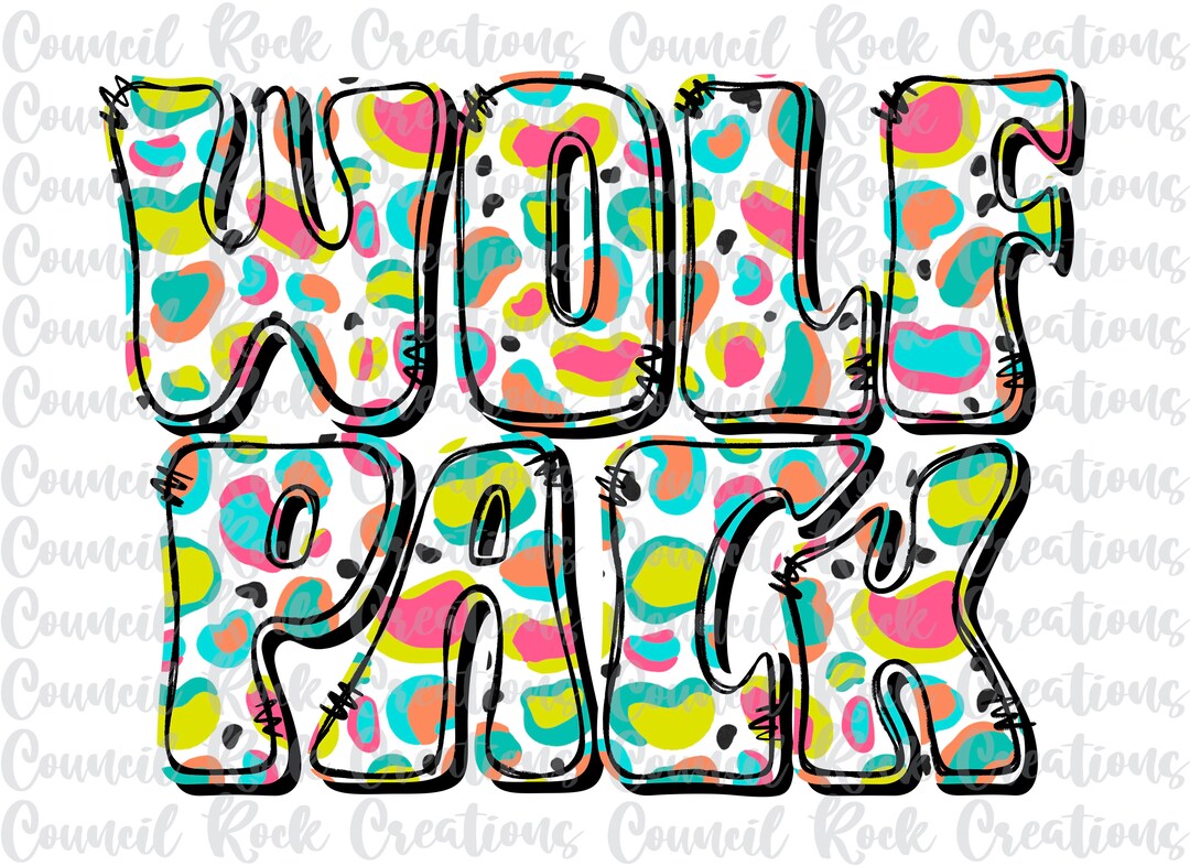 Wolfpack PNG, Colorful Cheetah Print, School Spirit, Team Spirit ...