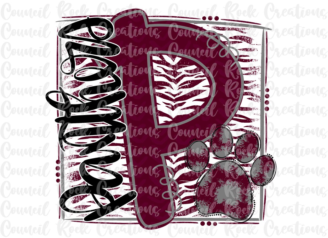 P Panthers PNG, Animal Print, Doodle Letter, School Spirit, Digital ...