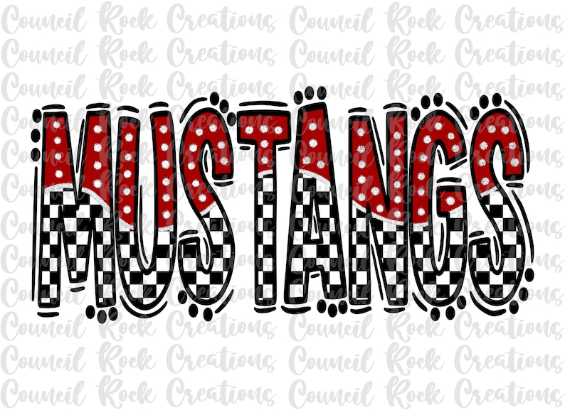 Mustangs Png, Checkered, Doodle Letters, Glitter Silver Dots, Mascot ...
