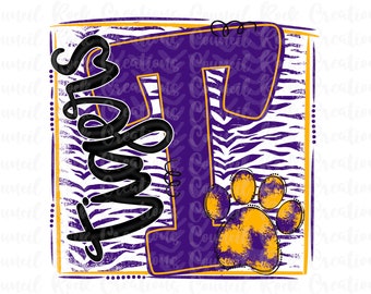 Tigers PNG, Tiger Paw, Animal Print, Doodle Letter, Digital File ...
