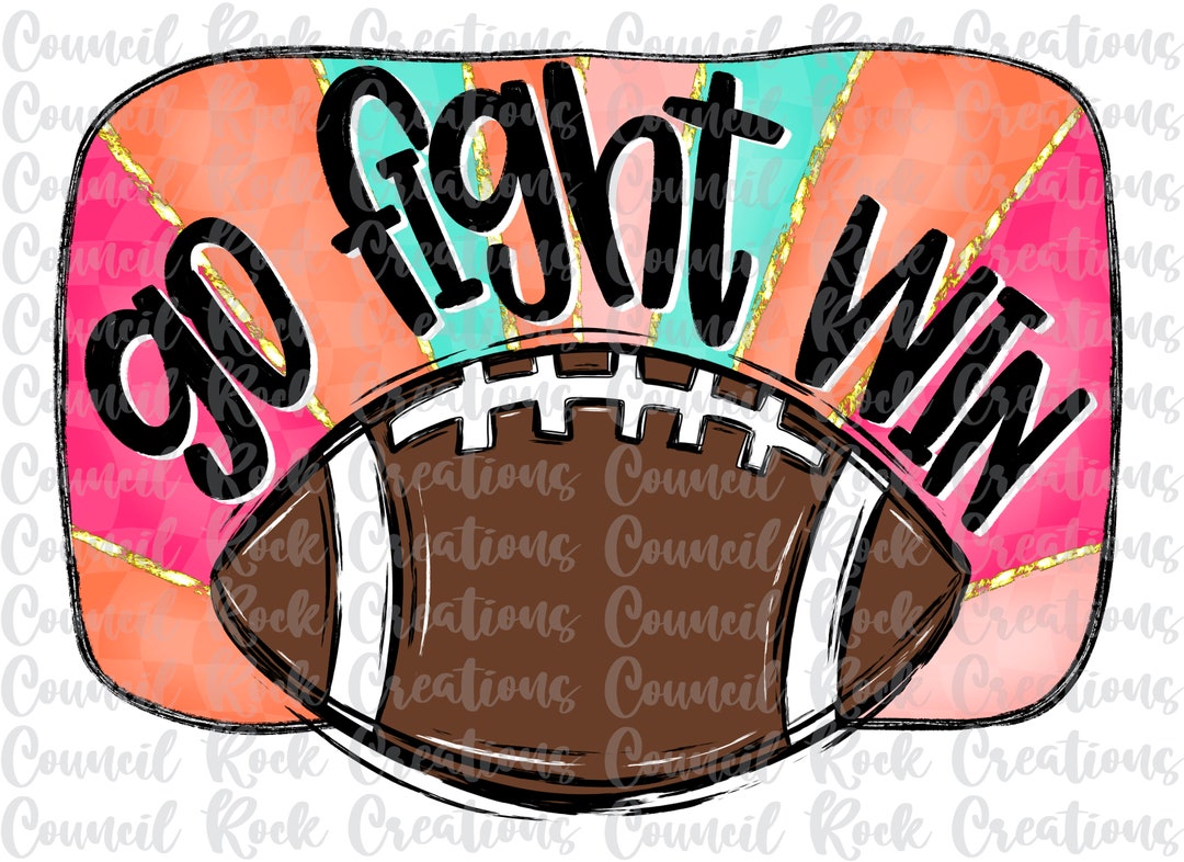 Go Fight Win Football, Colorful, Checkered, Hand Lettered, School ...