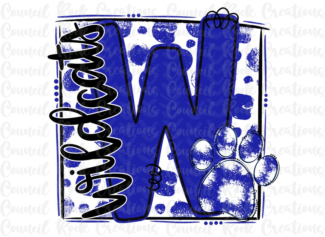 Wildcats PNG, Paw, Polka Dots, Doodle Letter, School Spirit, Digital ...