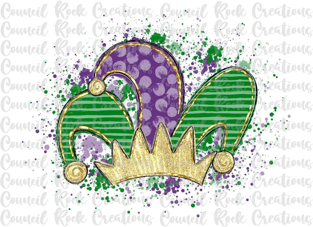 Mardi Gras Png, Jesters Hat, Paint Splatter, Glitter, Digital File ...