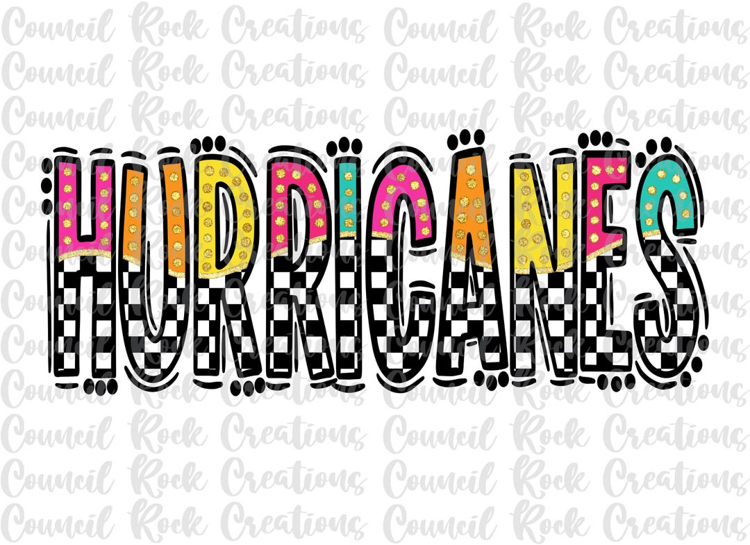 Hurricanes Png, Checkered, Bright Doodle Letters, Glitter Gold Dots ...