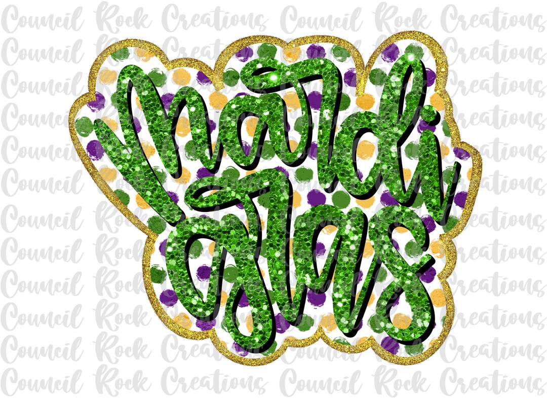 Mardi Gras PNG, Polka Dots, Glitter, Digital File, Sublimation Download ...
