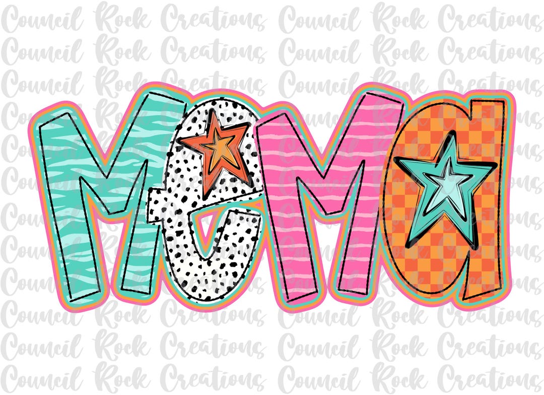 Mema Png, Colorful, Checkered, Zebra Print, Dalmatian Dots, Hand Lettered, Mothers Day, Digital ...