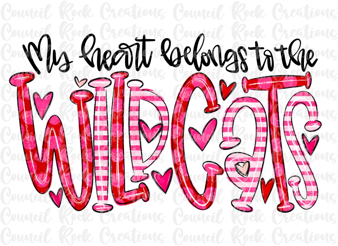 My Heart Belongs to the Wildcats PNG, Valentine Scribble, Hand Lettered ...