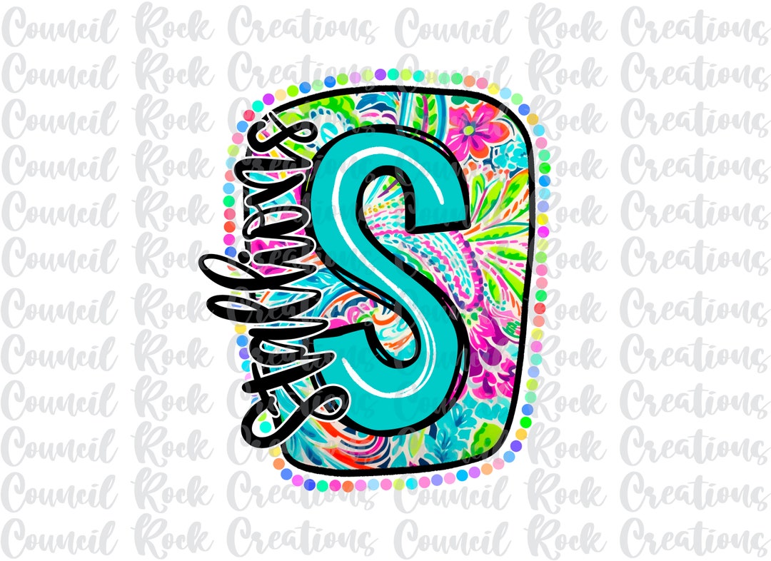 Stallions S Scribble Letter PNG, Bright Paisley Floral Background, DTF ...