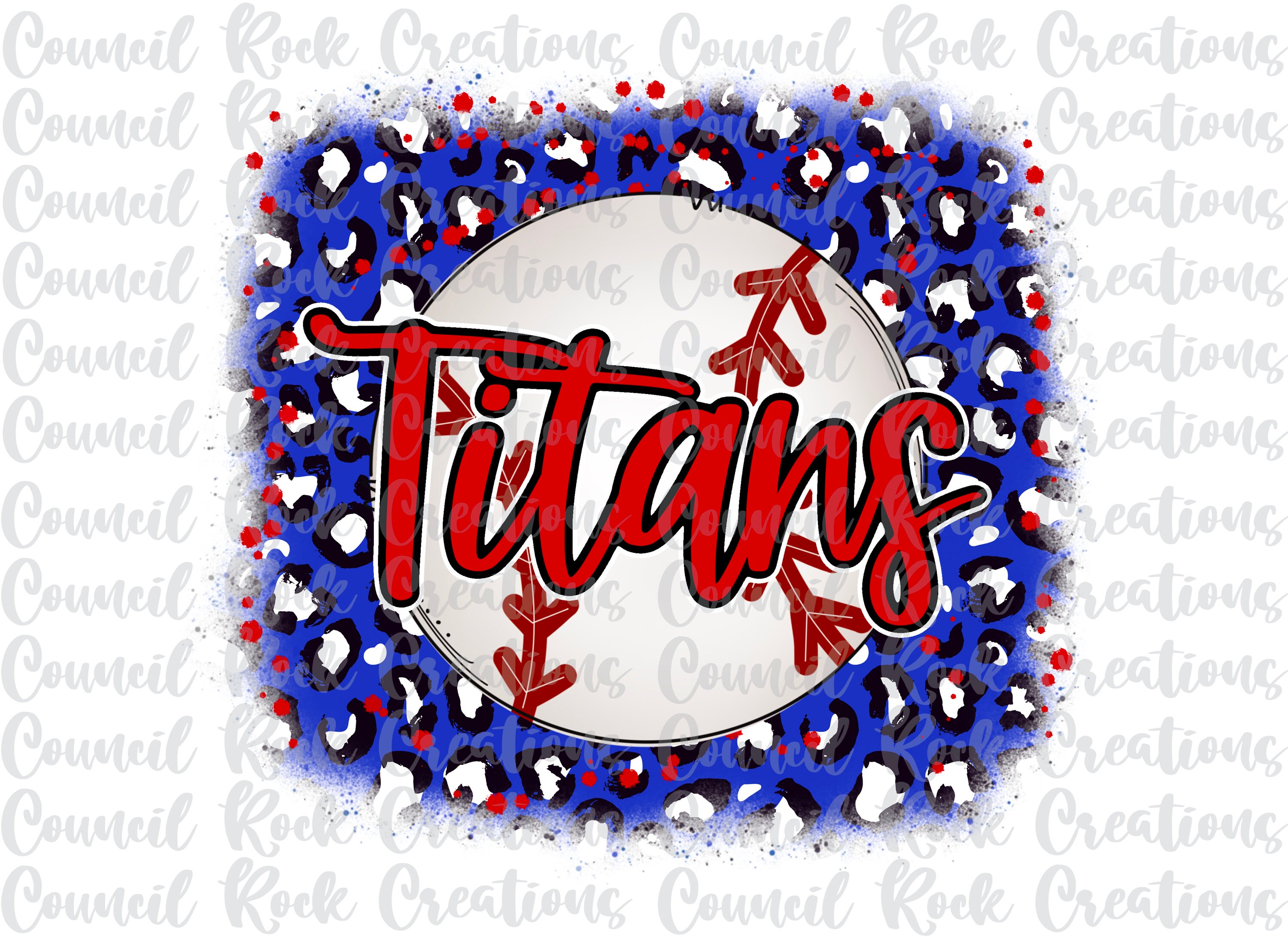 Titans Baseball PNG | Royal Blue Cheetah Print Background | Digital ...