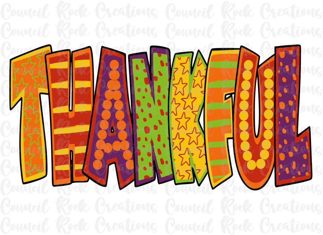 Thankful Fun Colorful PNG, Fall, Thanksgiving, Digital File ...