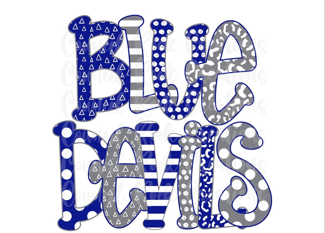 Blue Devils PNG Doodle Letters School Spirit Digital File Sublimation ...