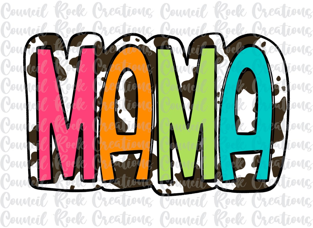 Mama PNG, Bright Doodle, Brown Cow Print, Digital File, Sublimation ...