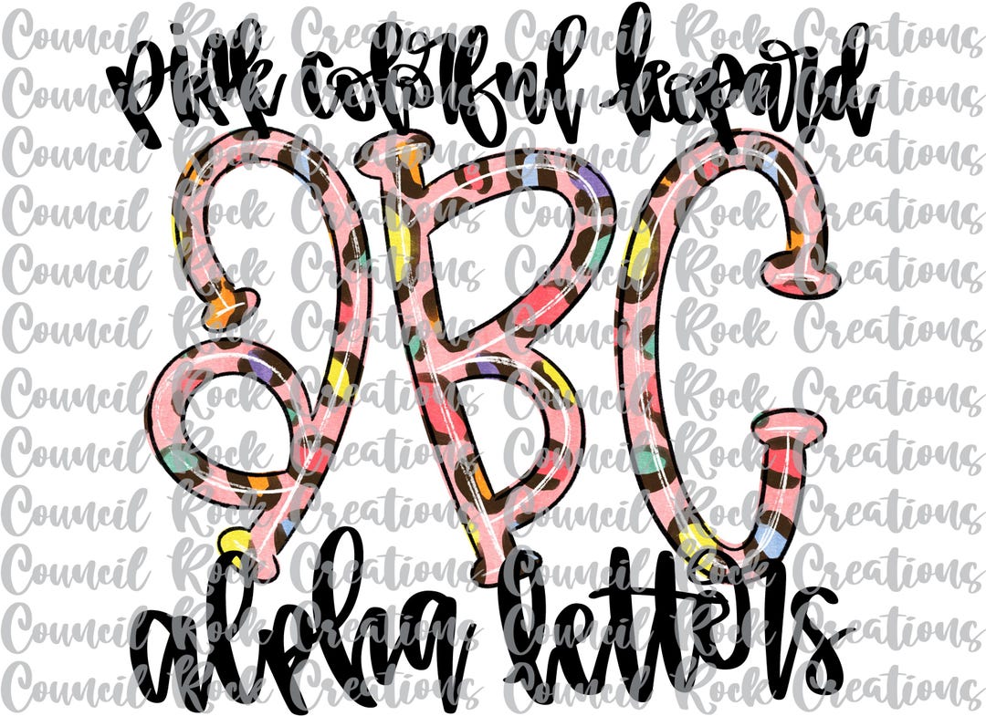 Pink Colorful Leopard Alpha Letters PNG, Doodle Letters - Etsy
