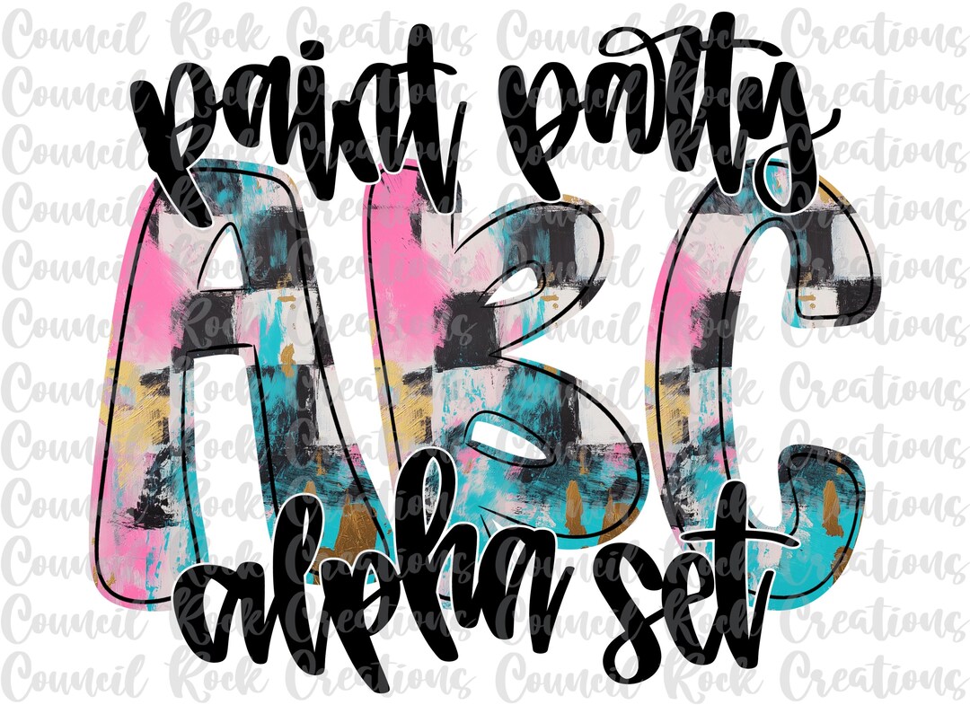 Paint Party Alpha Set PNG, Checkered, Doodle Letters, Hand Lettered ...