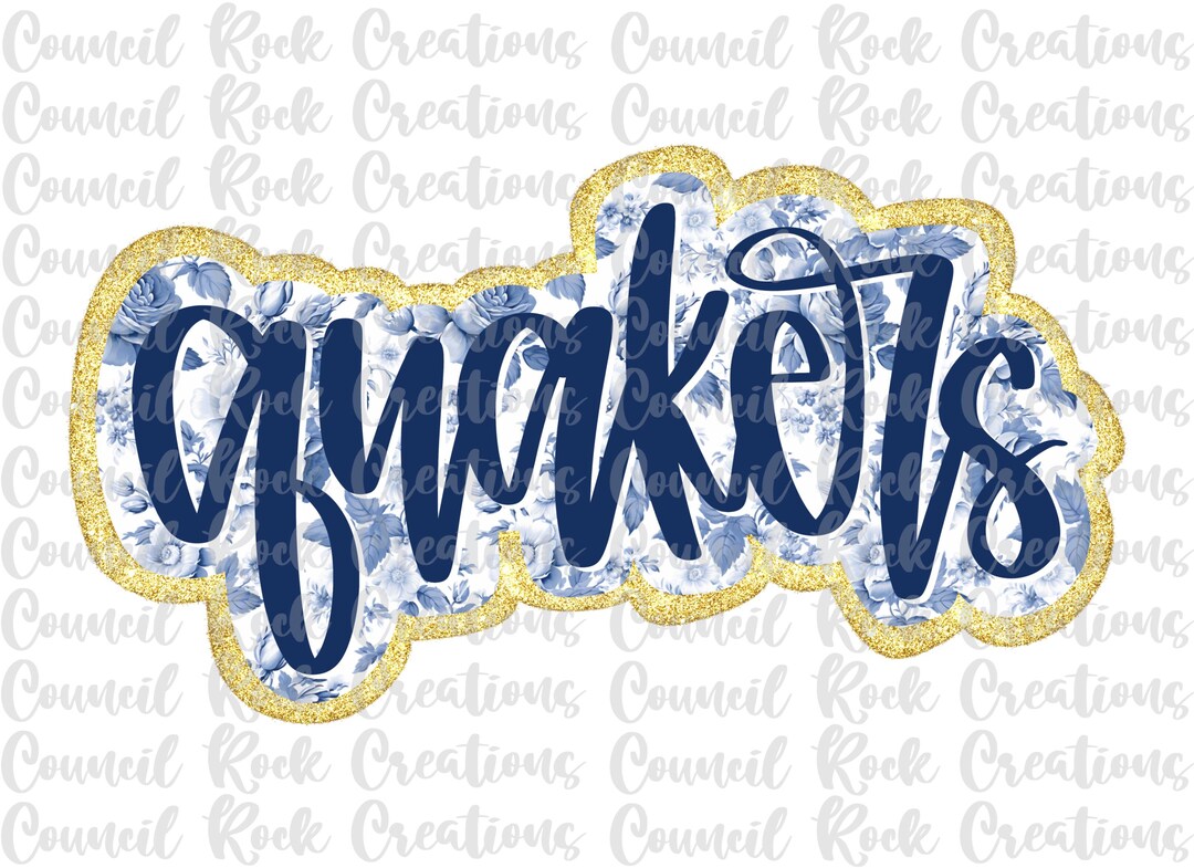 Quakers Png, Blue Floral, Glitter, Hand Lettered, Mascot, School Spirit ...