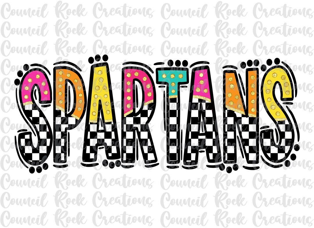 Spartans Png, Checkered, Bright Doodle Letters, Glitter Gold Dots ...