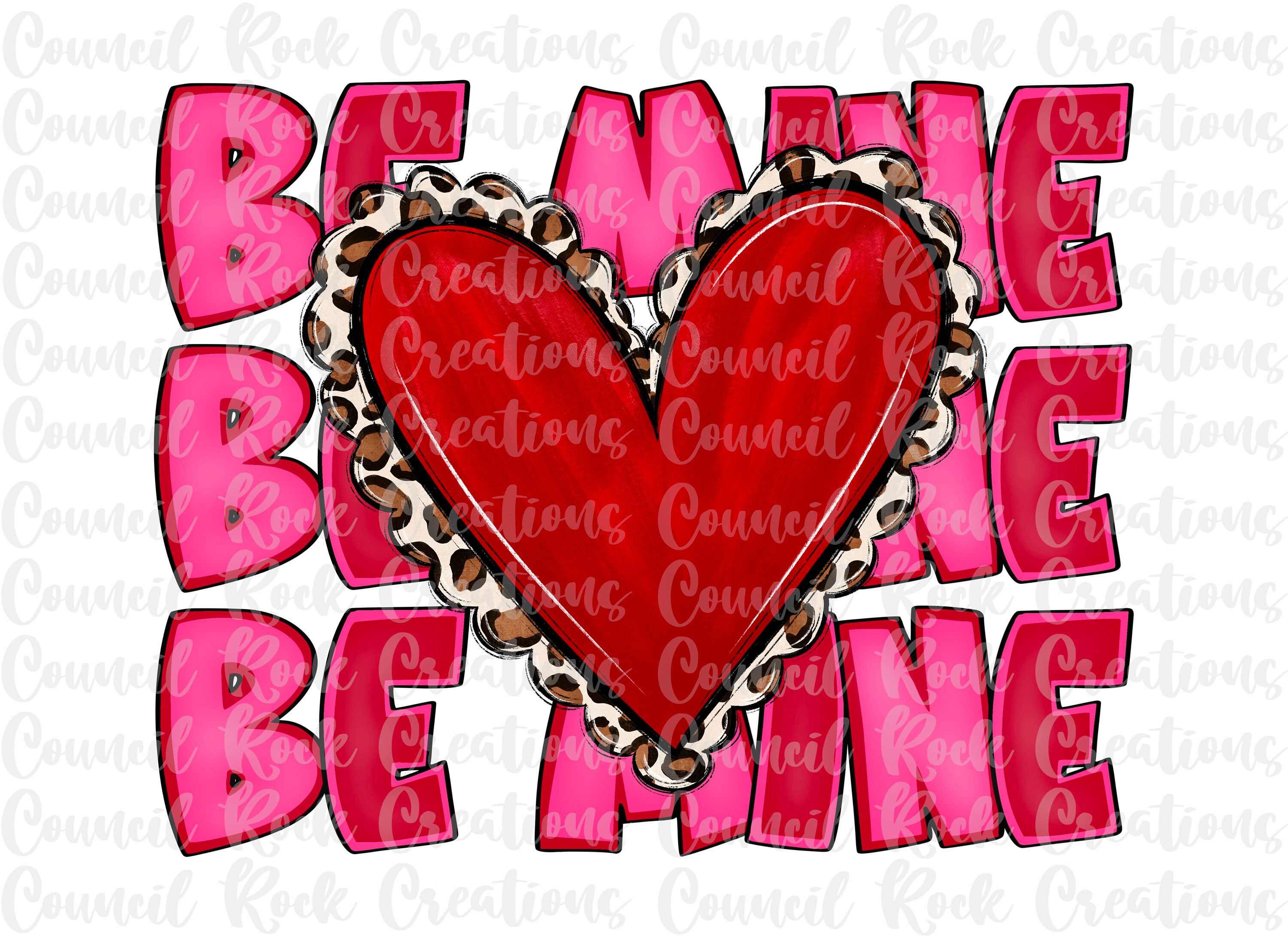 Be Mine PNG, Cheetah Print Scallop Heart, Valentines Day, Digital File ...