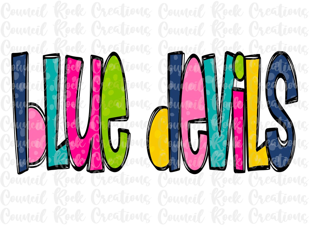 Blue Devils PNG, Colorful Preppy Sketchy , School Spirit, Team Spirit ...