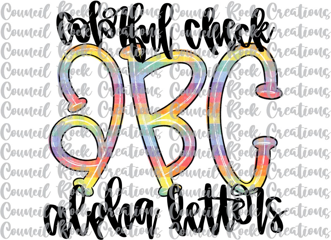 Colorful Check Pattern Alpha Letters PNG, Doodle Letters - Etsy