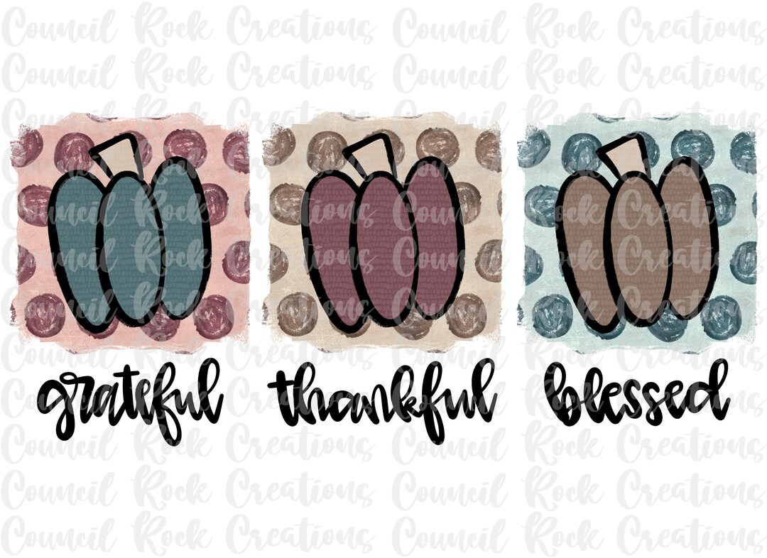 Grateful Thankful Blessed PNG | Pumpkins | Polka Dots | Thanksgiving ...