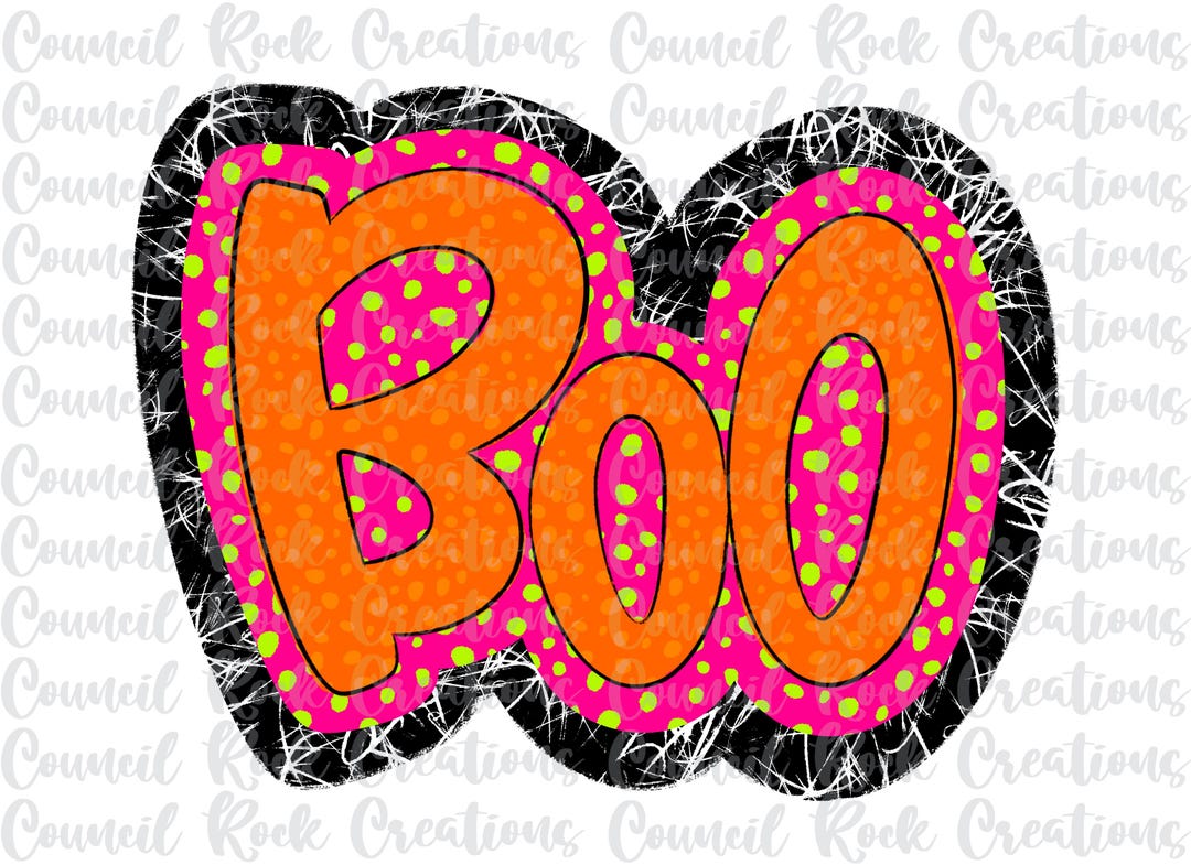 Boo PNG, Neon Dalmatian Dots, Hand Lettered, Halloween, Fall, Digital ...