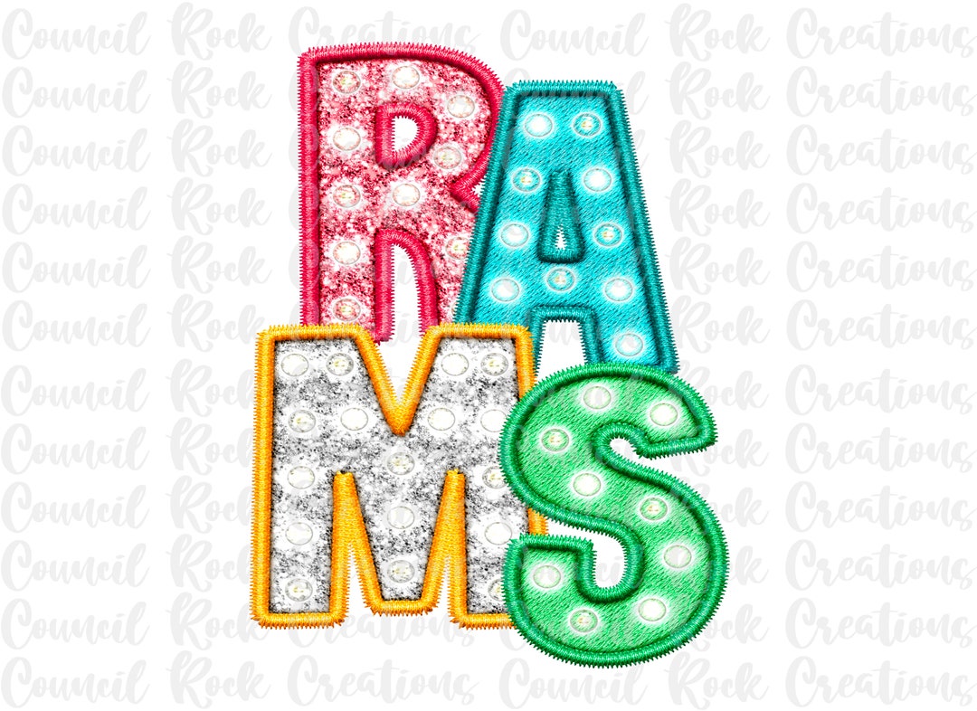 Rams PNG, Colorful, Glitter, Faux Embroidery, School Spirit, Team ...