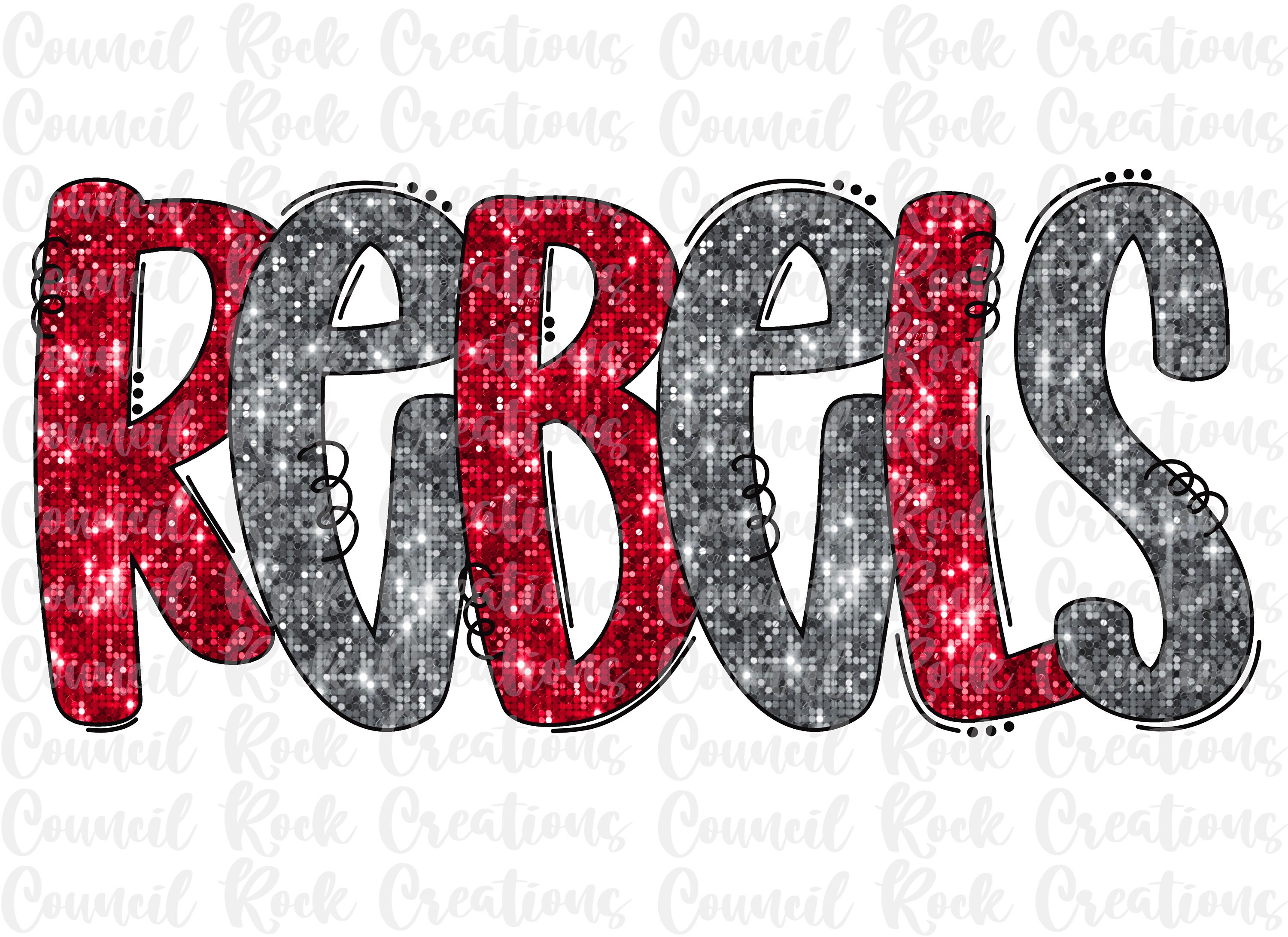 Sequin Glitter Bling Rebels PNG | Doodle Letters | School Spirit ...