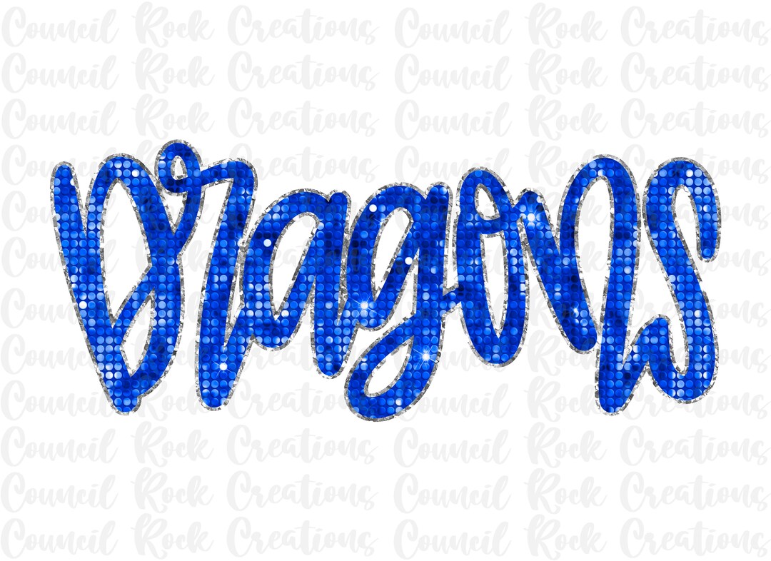Dragons Sequin Glitter Bling PNG | Hand Lettered | School Spirit ...