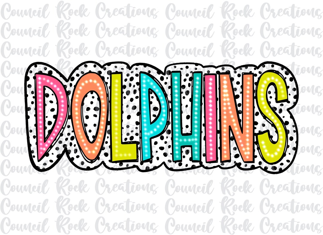 Dolphins PNG, Colorful, Dalmatian Dots, Mascot, School Spirit, Team ...