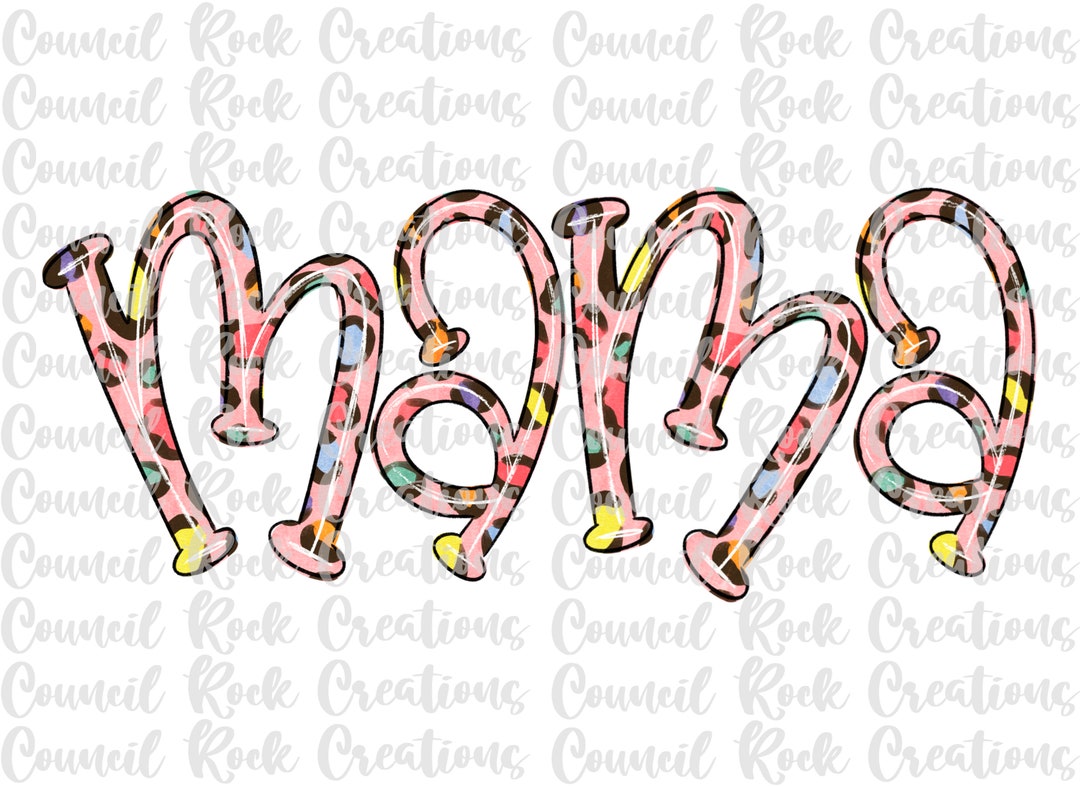 Mama PNG, Pink Leopard Print, Scribble Doodle, Digital Gile ...