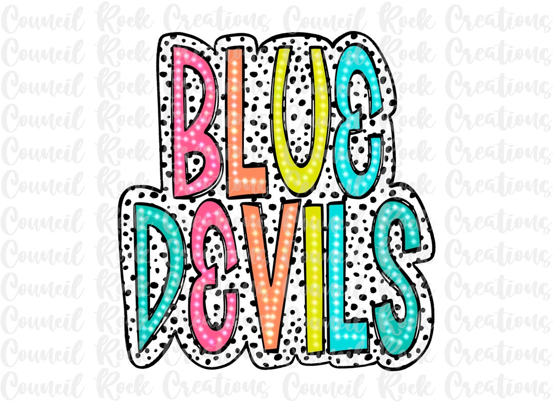 Blue Devils PNG, Colorful, Dalmatian Dots, Mascot, School Spirit, Team ...