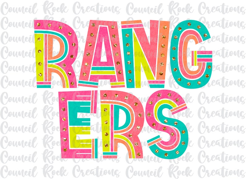 Rangers Png, Colorful, Glitter Dots, Mascot, School Spirit, Team Spirit ...