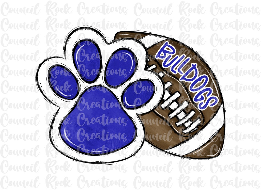 Bulldogs Football PNG , Paw Print, Game Day, Digital File, Sublimation ...