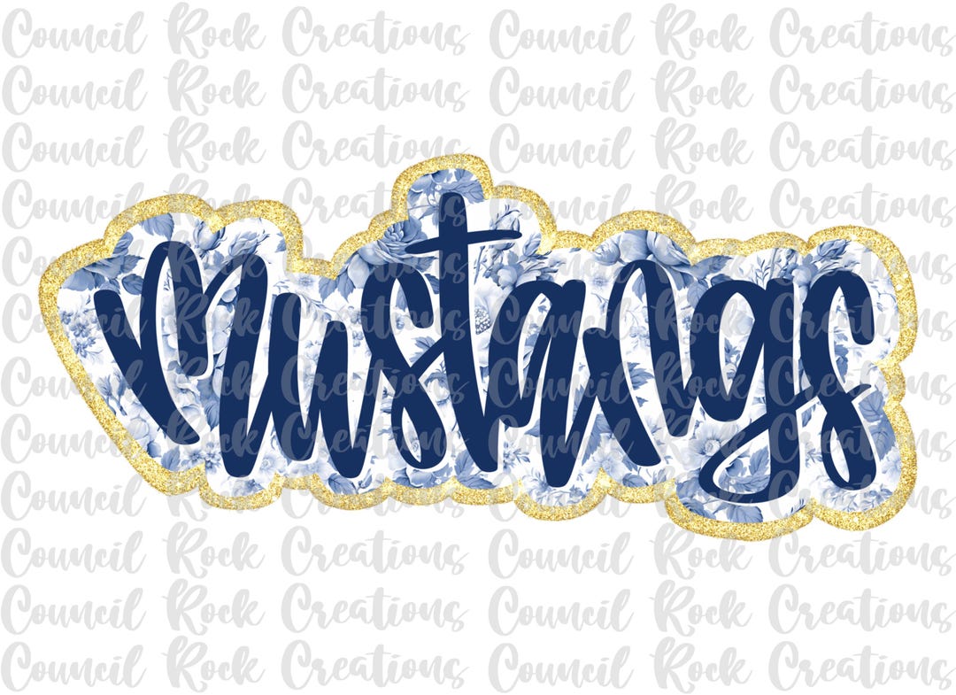 Mustangs Png, Blue Floral, Glitter, Hand Lettered, Mascot, School ...