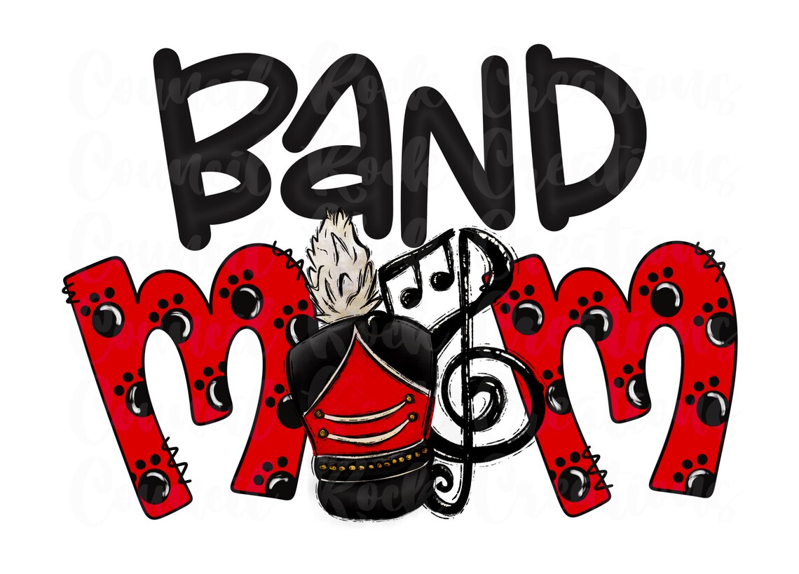 Band Mom PNG | Paw Print Doodle Letters | Digital File | Sublimation ...