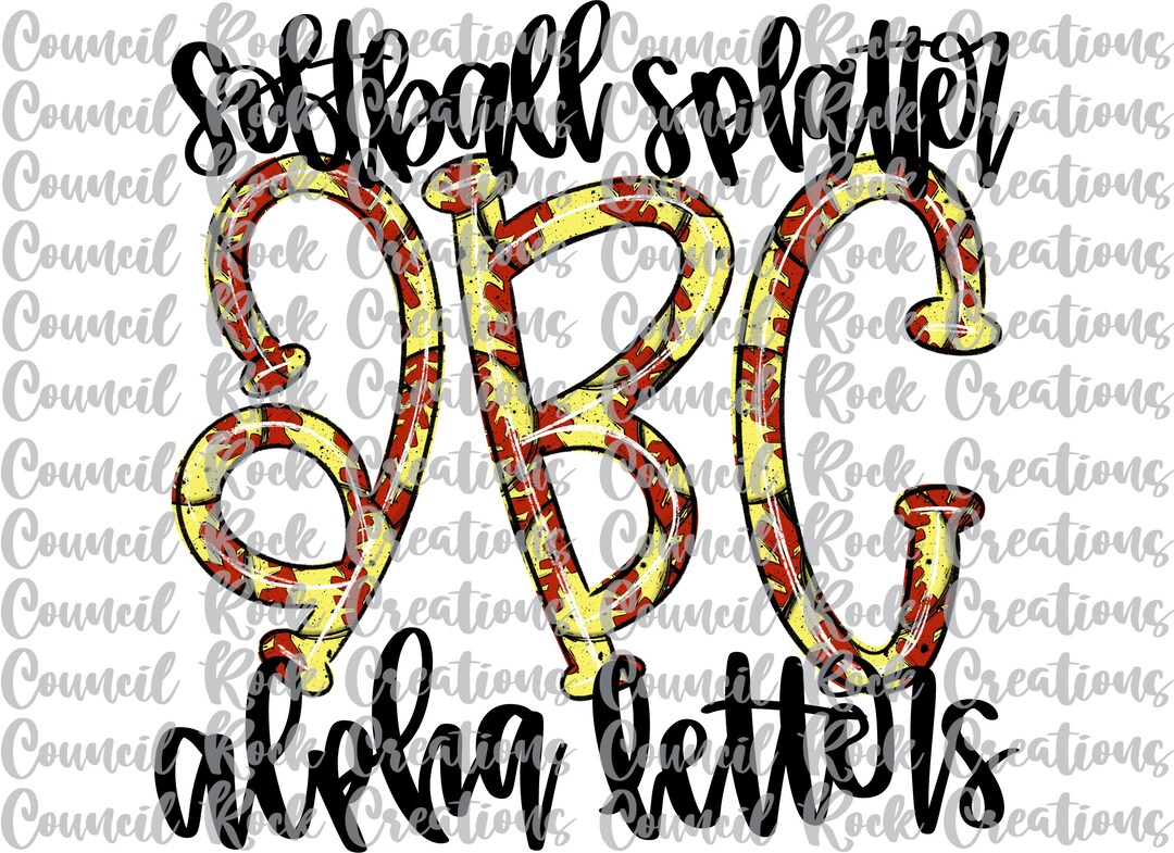 Softball Splatter Alpha Letters PNG, Doodle Letters, Sport, Paint ...