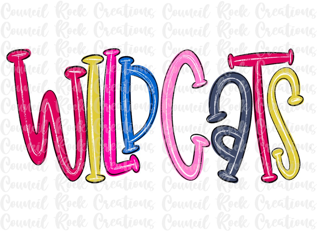 Wildcats PNG, Colorful Scribble, Hand Lettered, School Spirit, Team ...