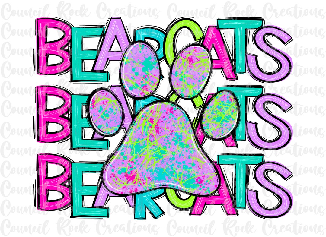 Bearcats PNG, Splatter Paw Print, Colorful, School Spirit, Team Spirit ...
