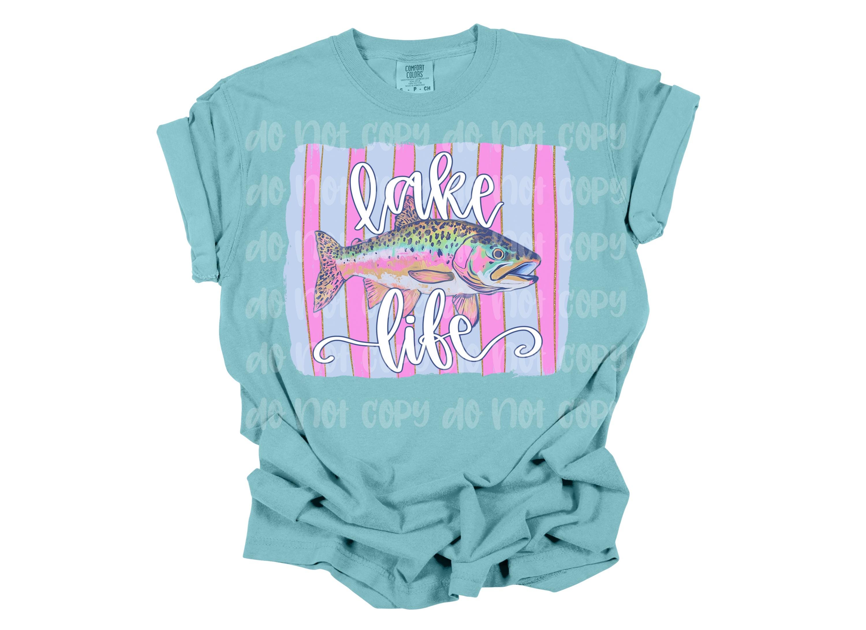 Lake Life PNG, Fun Fish, Cheetah Print, Stripes, Summer, Hand Lettered ...