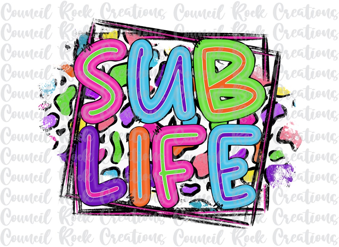 Sub Life PNG, Colorful Cheetah Print, School , Digital Gile ...