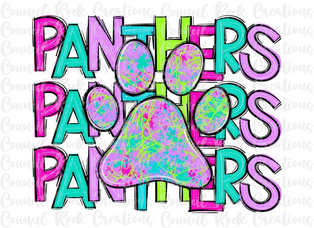 Panthers PNG, Splatter Paw Print, Colorful, School Spirit, Team Spirit ...